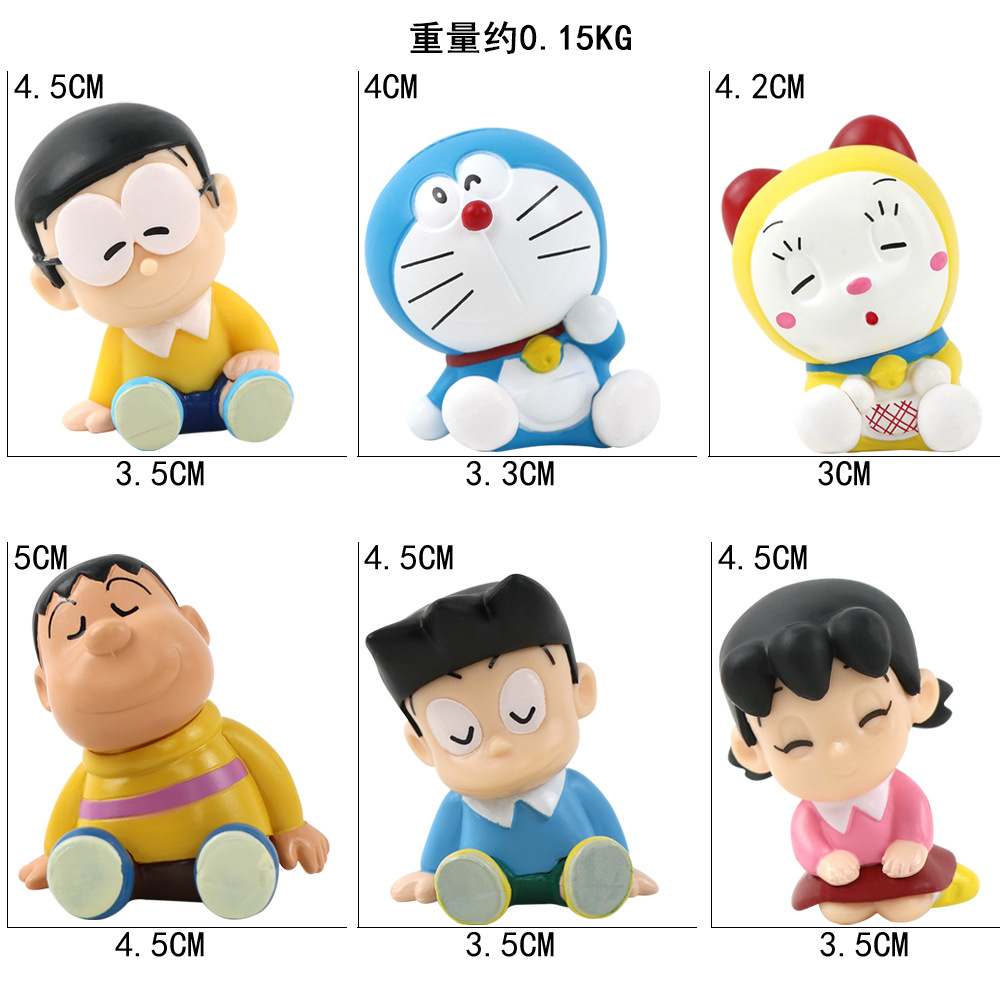 6Pcs/Set 4.5cm Anime Doraemon Nobita Nobi Shizuka Big G Honekawa Suneo ...