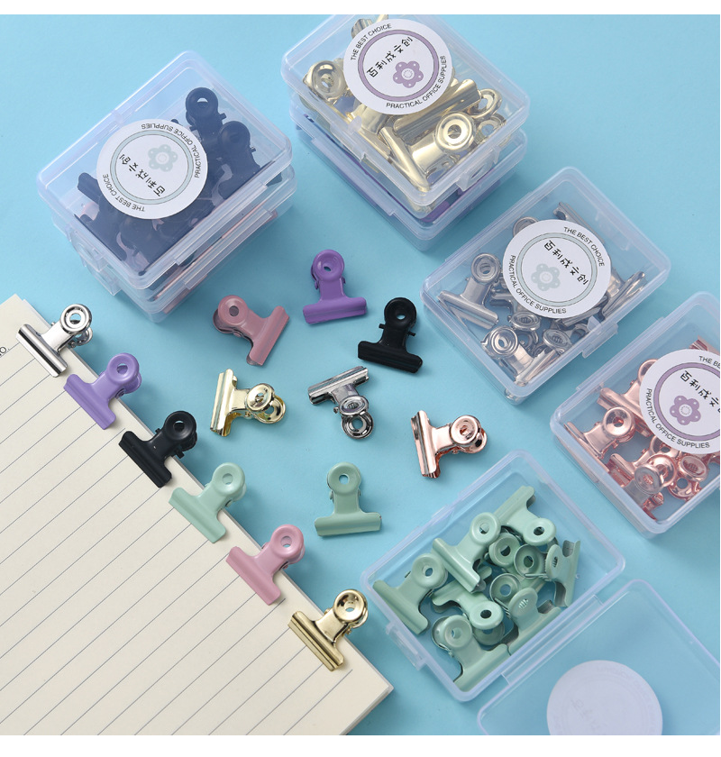 Multiple Colors Vintage Metal Paper Clip Binder Clips Grip Clamps ...