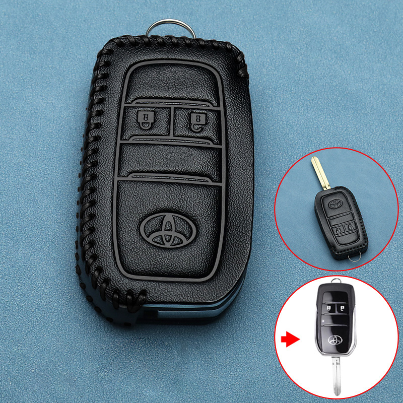 Toyota Genuine Leather Modified Folding Car Remote Key Case For Toyota ...