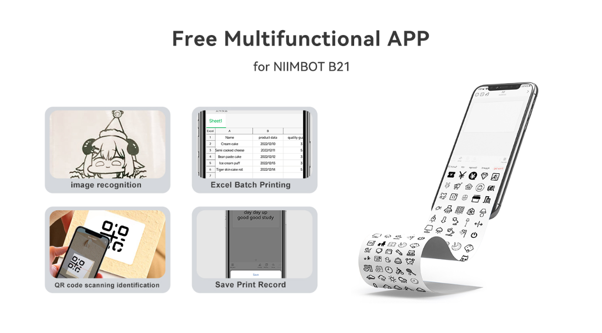 Niimbot B21 Label Printer Portable Thermal Label Maker Commercial ...