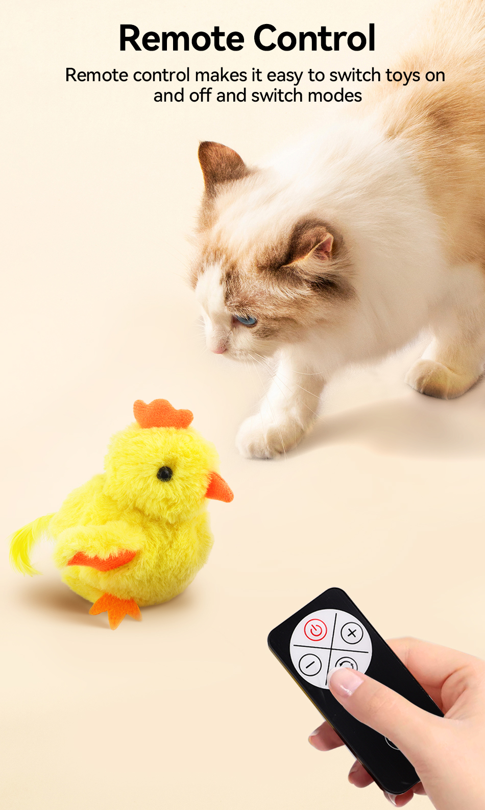 ROJECO Flapping Chick Cat Toys Interactive Electric Bird Toys Washable ...
