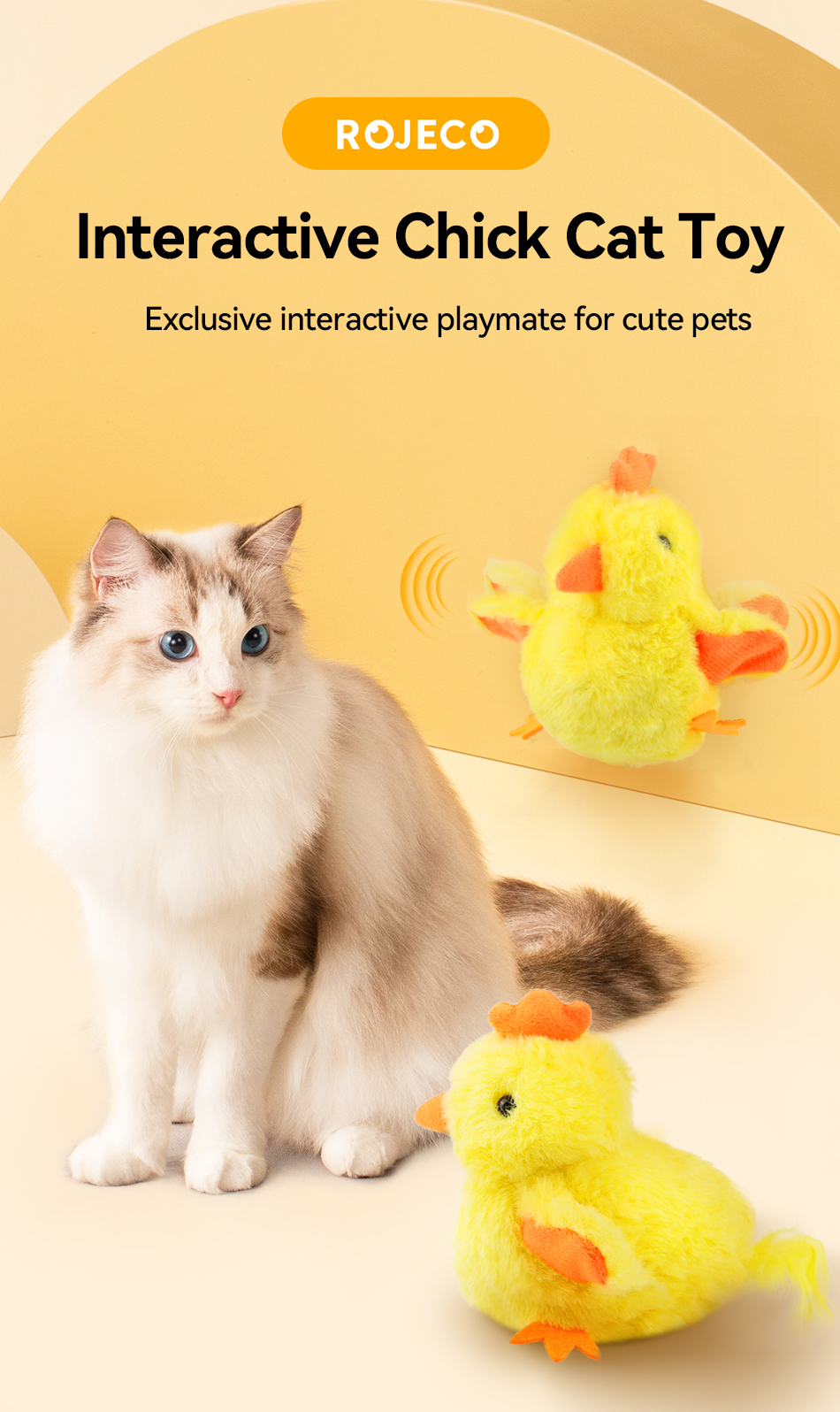 ROJECO Flapping Chick Cat Toys Interactive Electric Bird Toys Washable ...