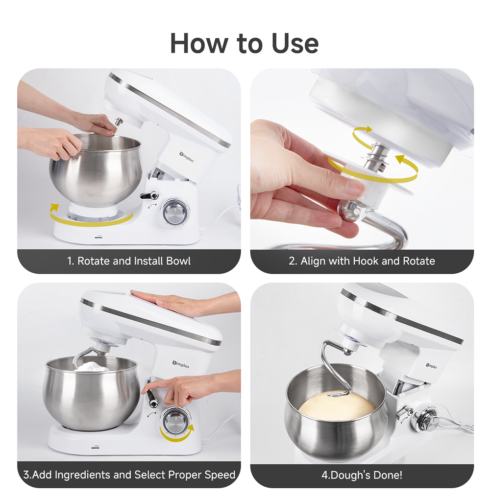 Simplus Stand Mixer Electric Food Mixer 7 Speeds with Whisk Kitchen ...