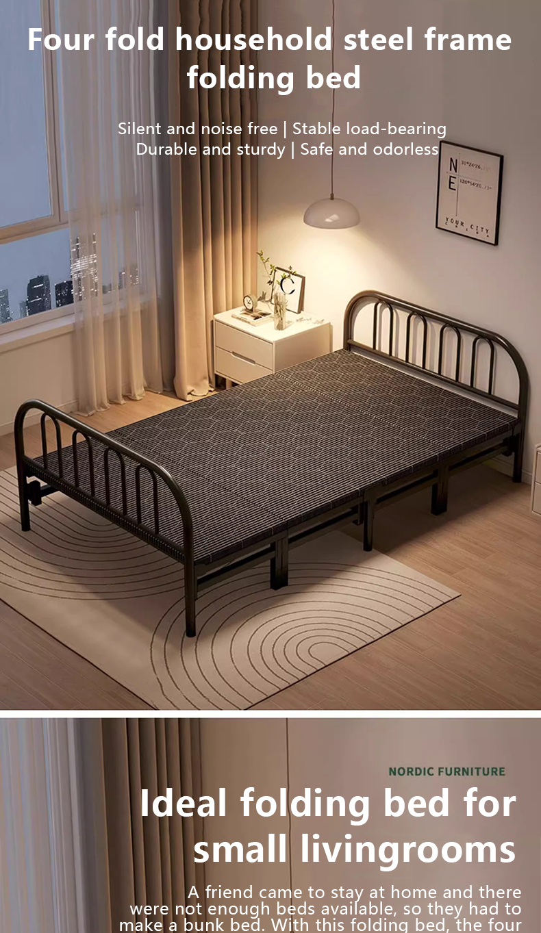 Folding Frame with Foam, Double Deck, 1.2m, Heavy Duty Iron, 4-Fold ...