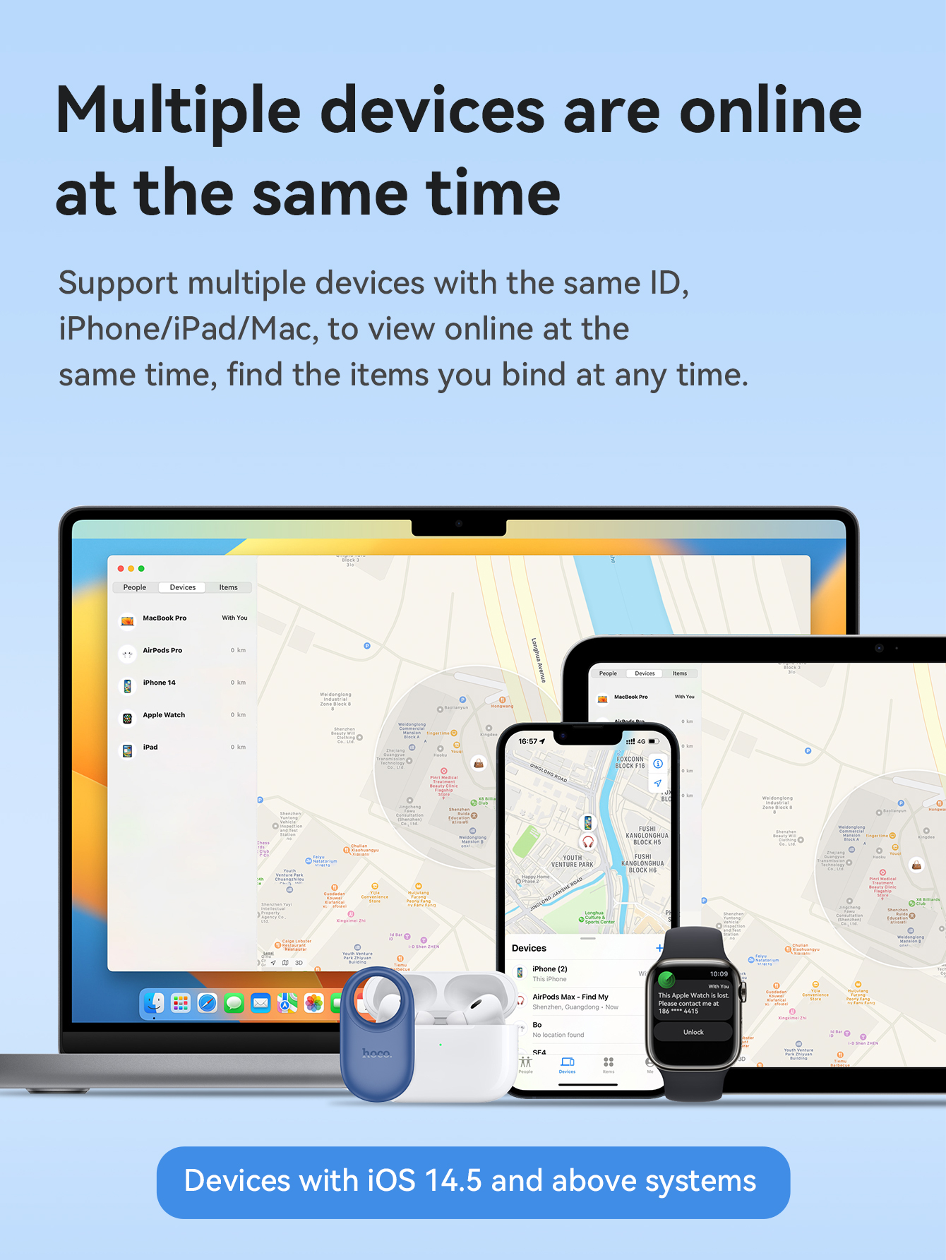 [in stock] HOCO 100% Original E94 Wireless Smart Positioning Anti-lost Device Support App*le ...