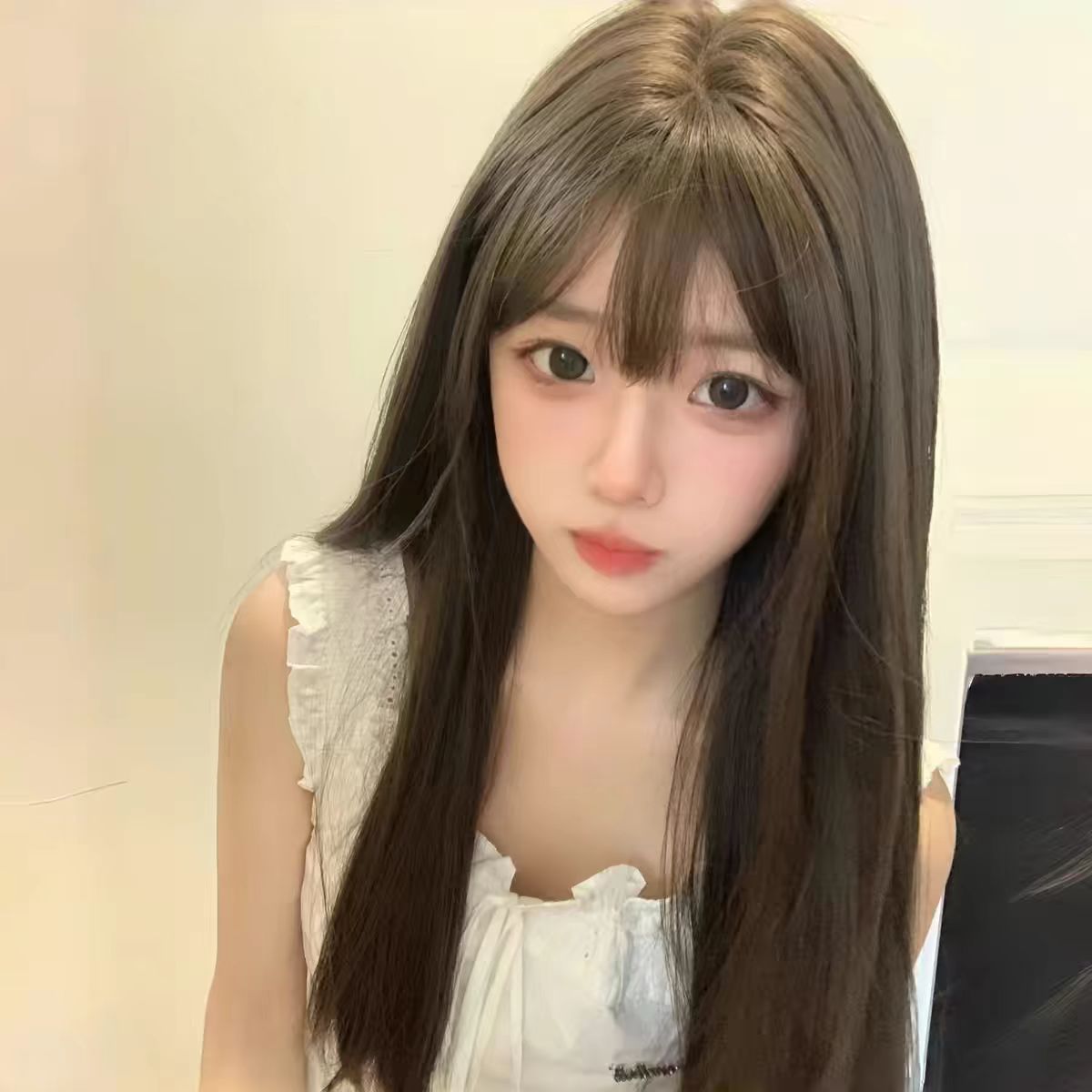 Korean Wigs For Woman Female Long Hair Realistic Natural Full Head Wig ...