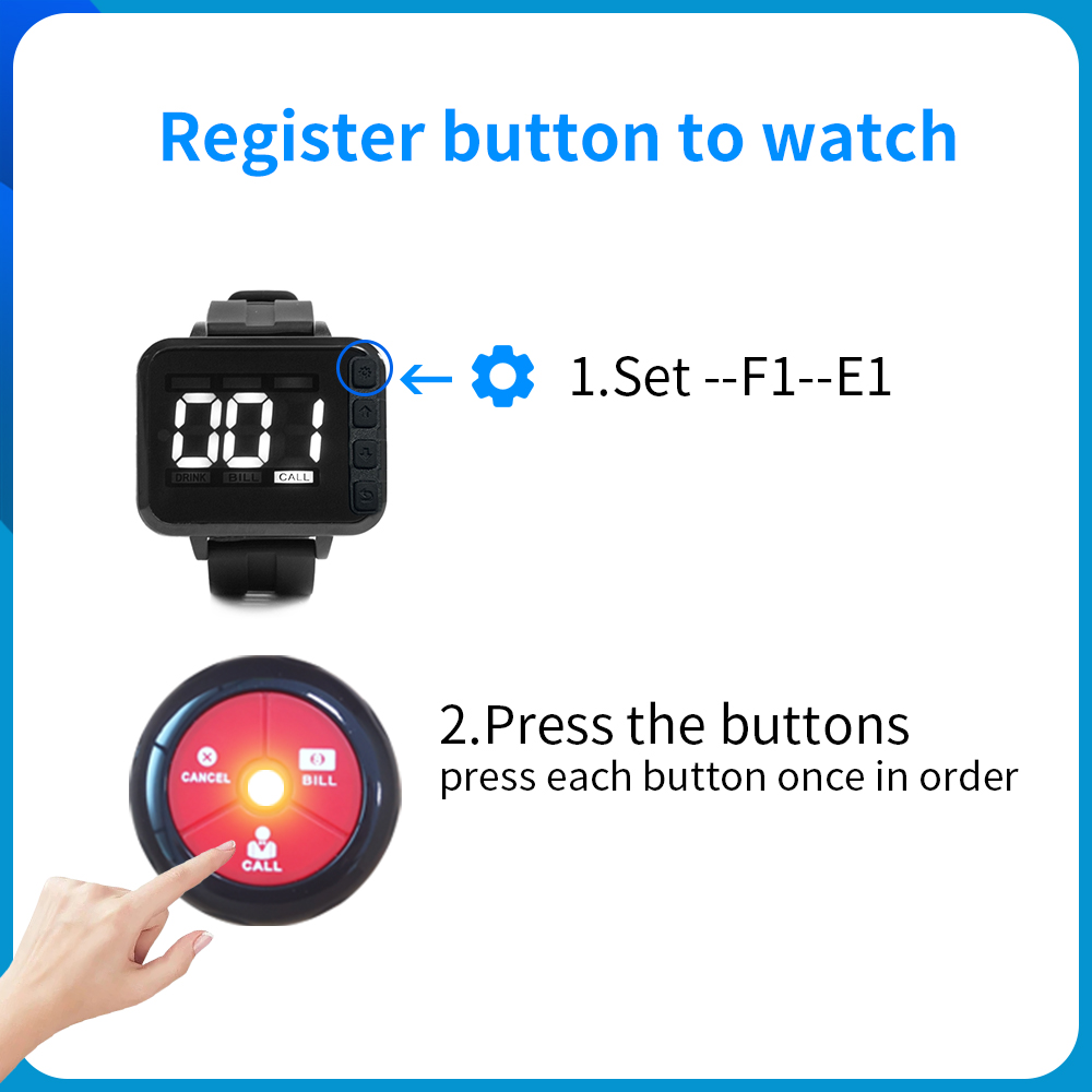 COD Restaurant Wireless Kitchen Waitress Paging System Table Buzzer ...