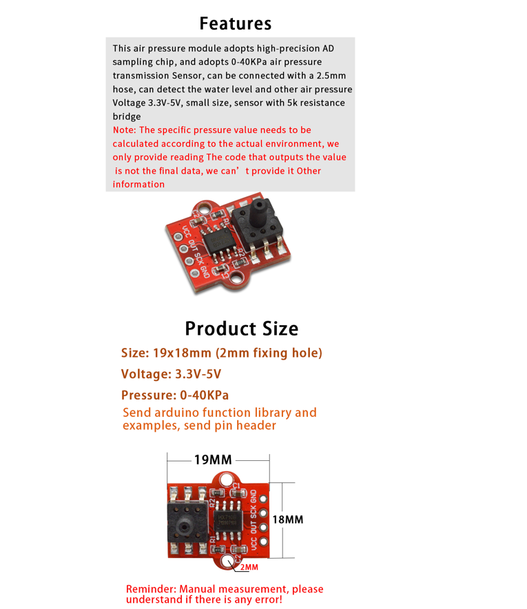 Digital Barometric Pressure Sensor Module 0- 40KPa Water Level ...