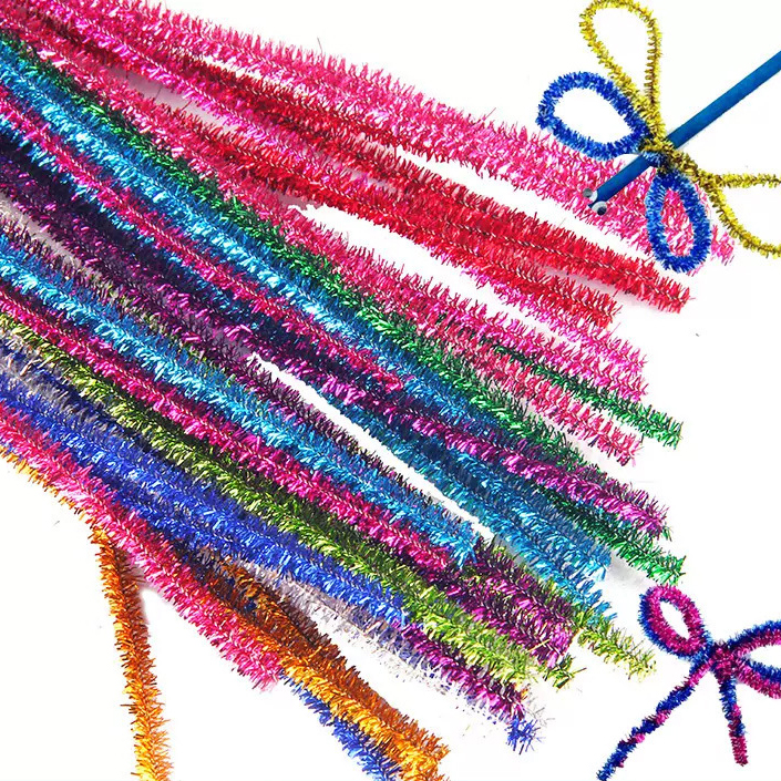 Glitter Fuzzy wire 100 pcs Shining chenille wire for flower fuzzy wire ...