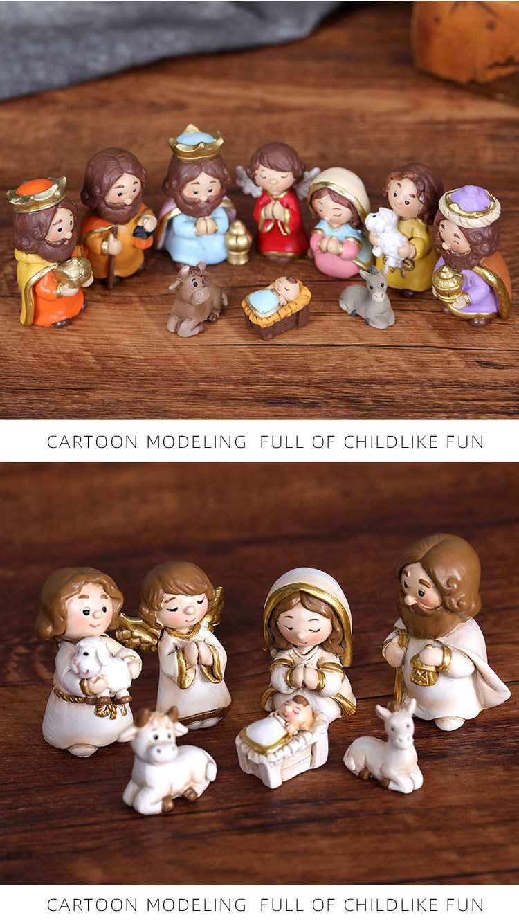 Christmas Belen Nativity Set For Xmas Decoration Holy Family Resin ...