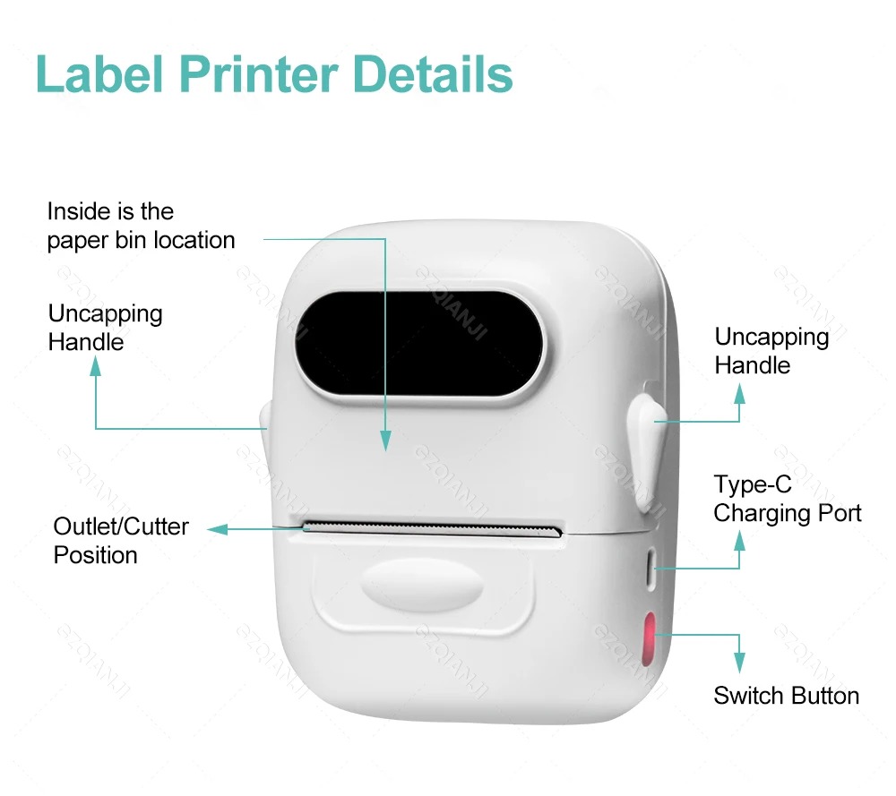 Marklife P50 Barcode Label Printer Labeling Maker Machine Mini Portable Bluetooth Label Stickers ...