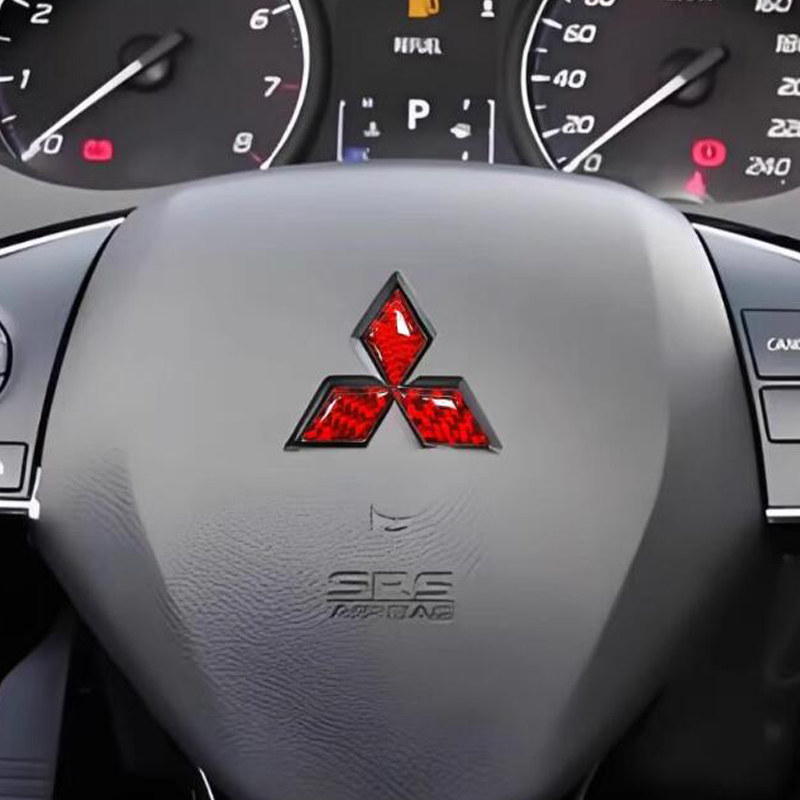 1 x Carbon Fiber Mitsubishi Logo Steering Wheel Emblem Sticker For ...