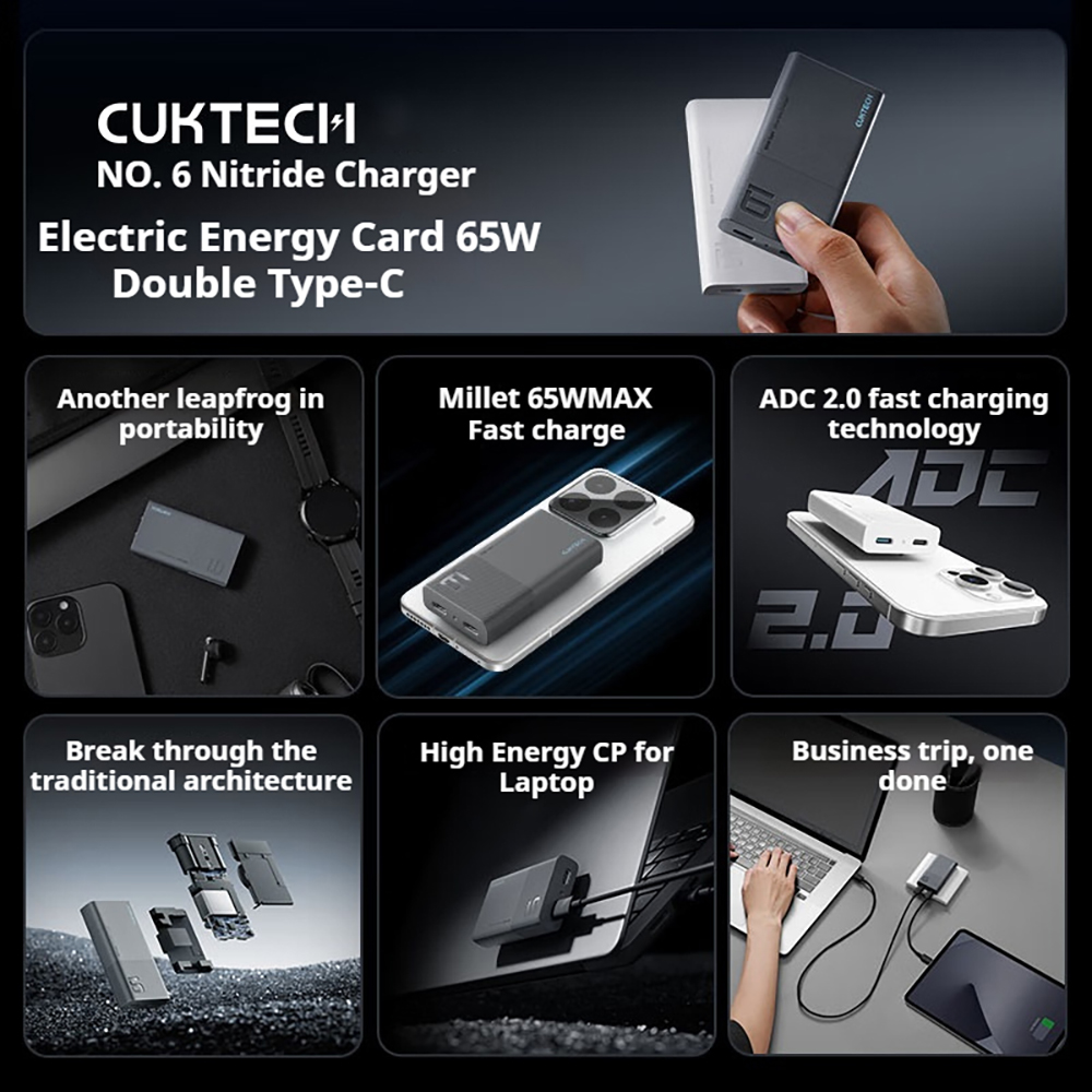 ZMI CUKTECH AD652S 65W Charger No. 6 Energy Card PD65W Fast Charger ...