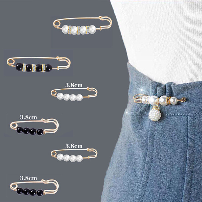 6PCS Pearl Safety Pins Women's Waist Brooches for Fixing Collars and ...