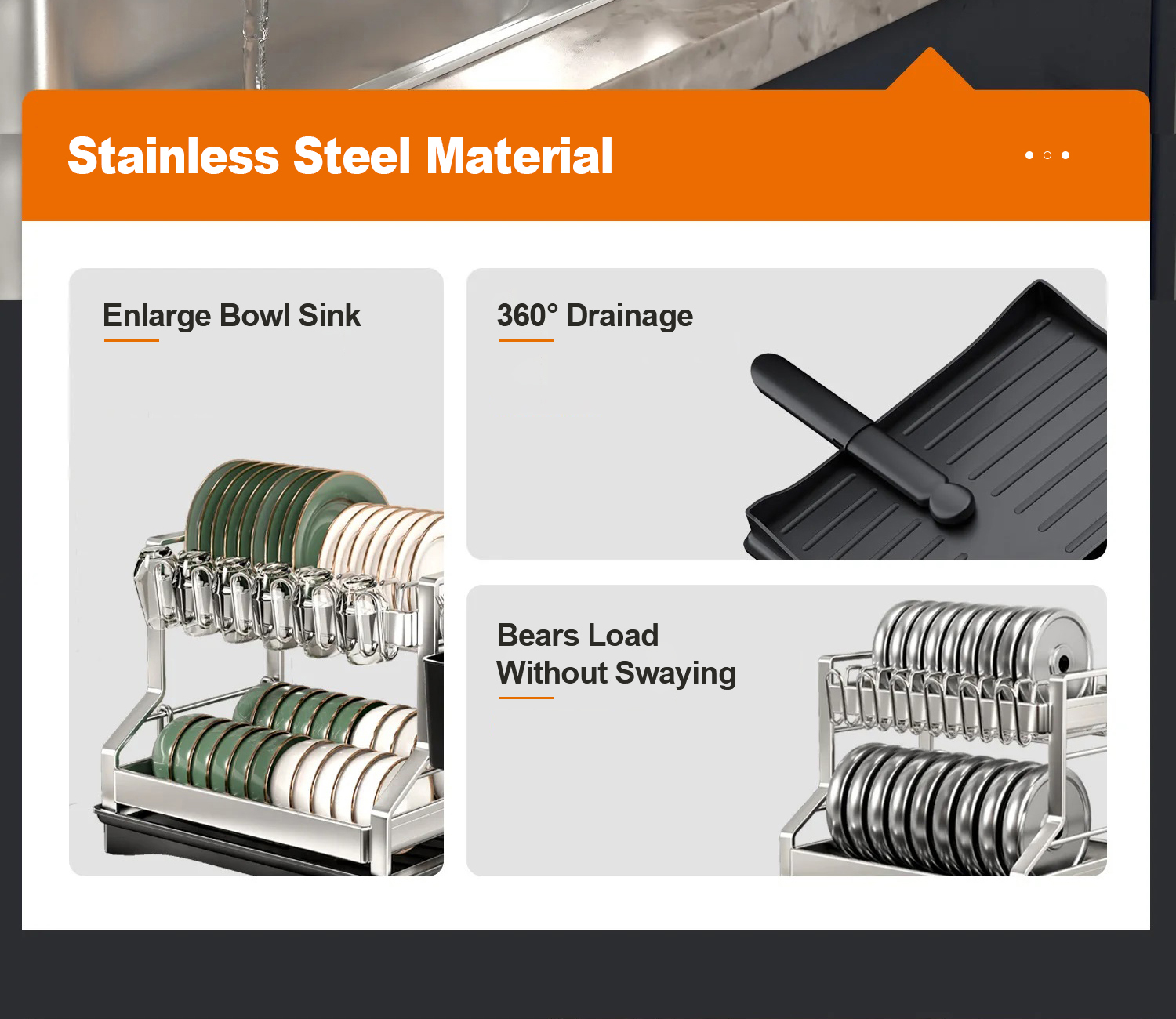 KEVE 2-Tier Dish Rack Drainer Stainless Dish Rack with Drainer Kitchen Organizer Christmas Gifts ...