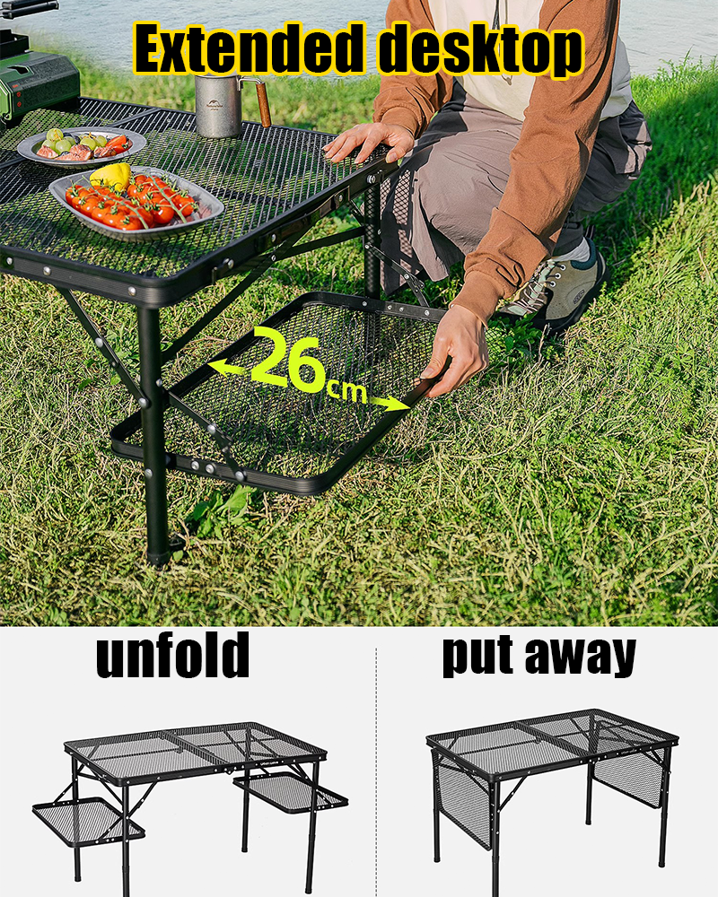 Outdoor folding mesh table Multifunctional iron mesh table Portable ...