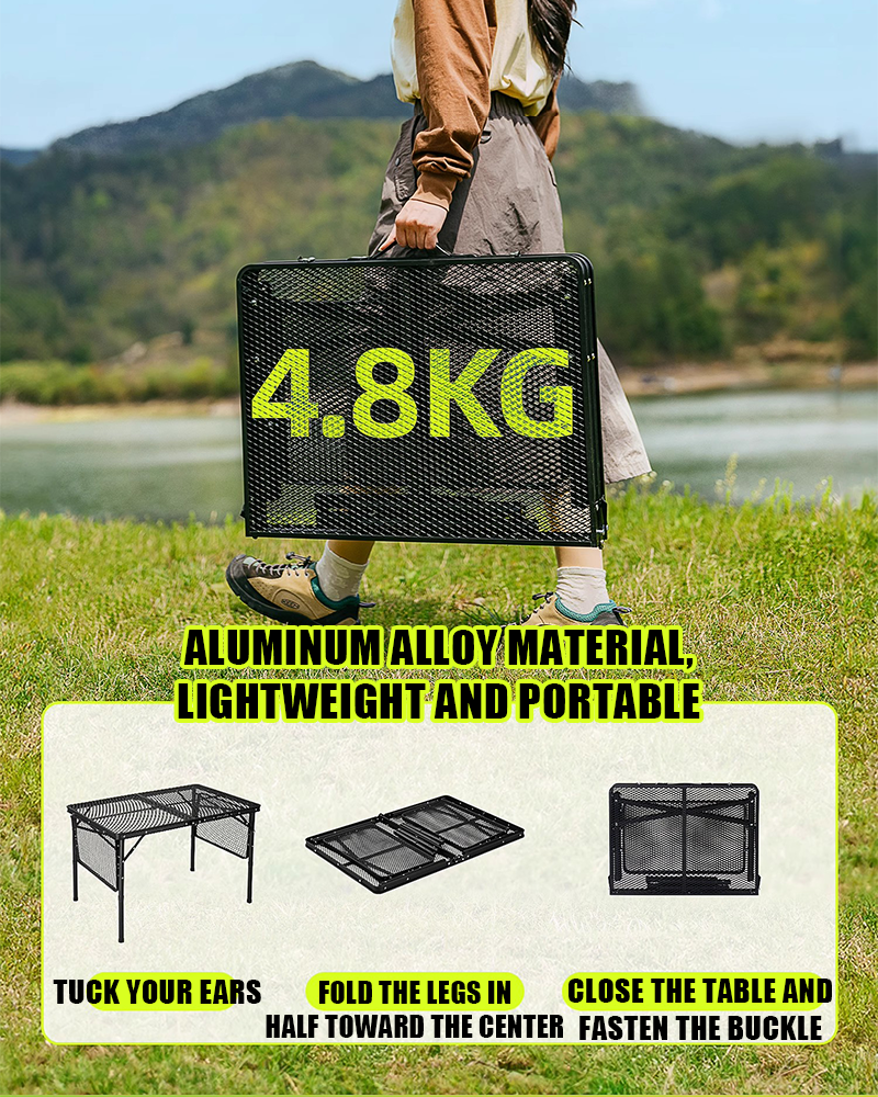Outdoor folding mesh table Multifunctional iron mesh table Portable ...