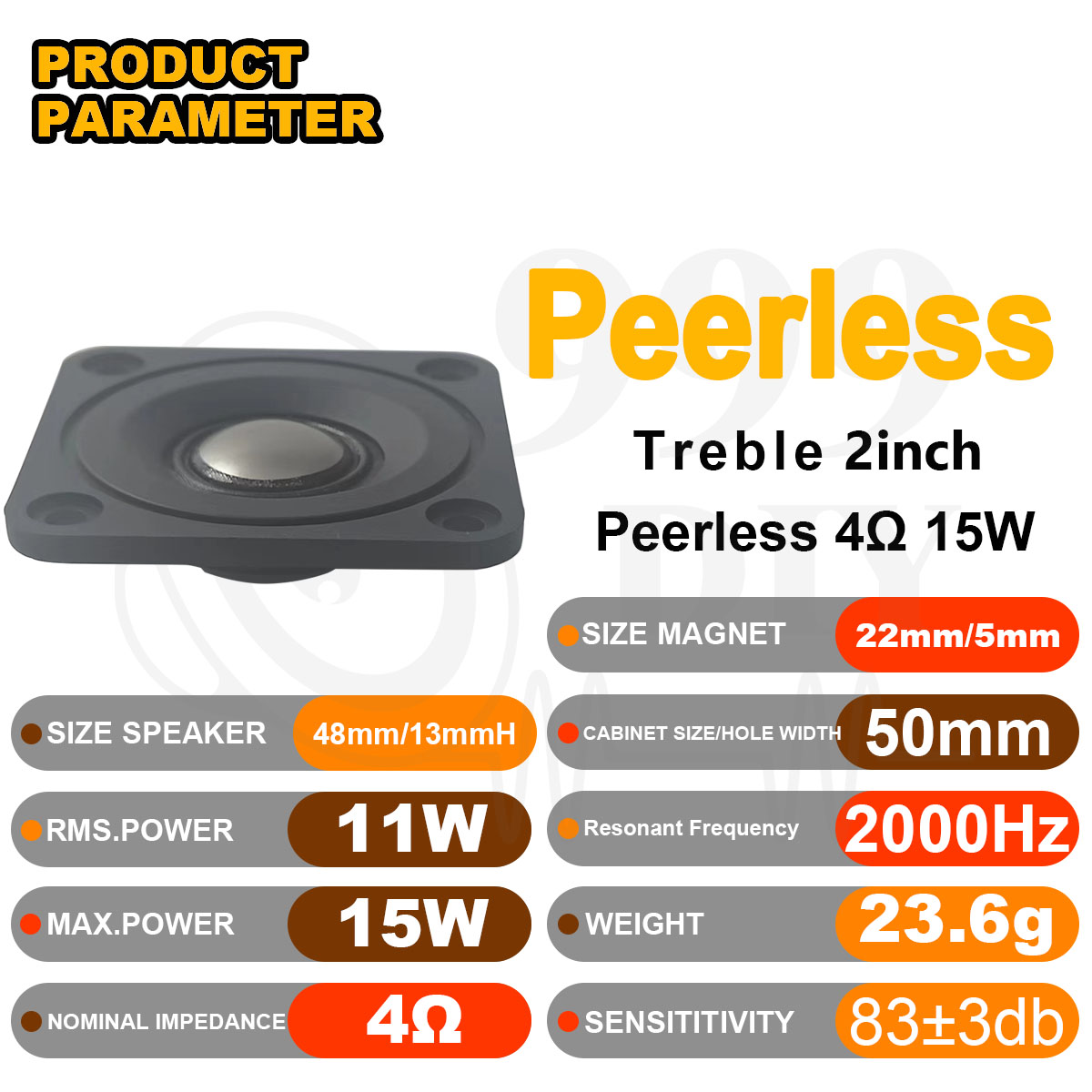 999DIY Peerless 2 inch 4Ω 15W Tweeter Speaker Car Stereo Car Audio ...