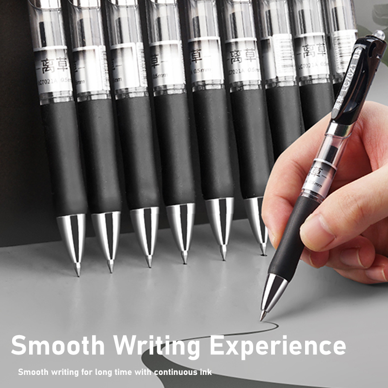 12Pcs/Set Black Signature Gel Pen Press Pen 0.5mm Office Ballpoint Pen ...