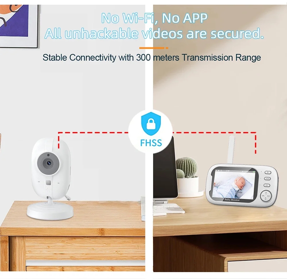 Wireless Video Baby Monitor 3.5 inch Night Vision Temperature ...