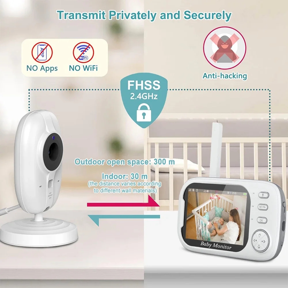 Wireless Video Baby Monitor 3.5 inch Night Vision Temperature ...