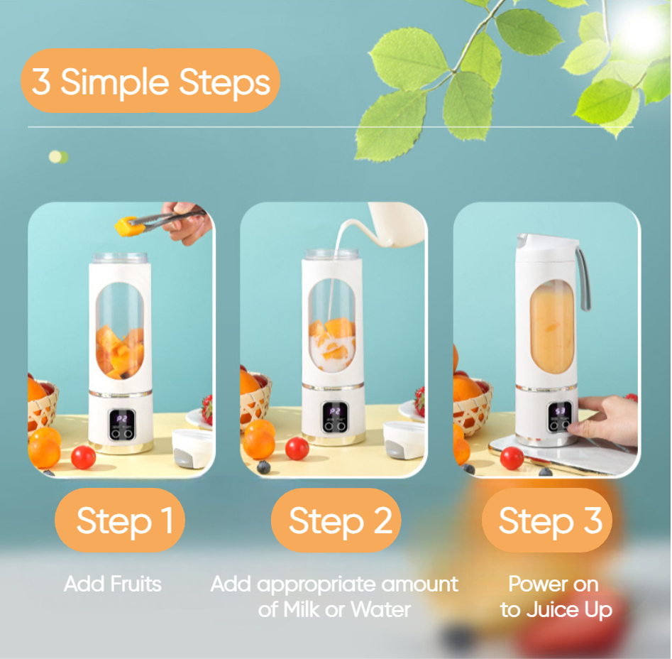 450ml 1500mAh Portable Fruit Juicer Blender Rechargeable Portable ...