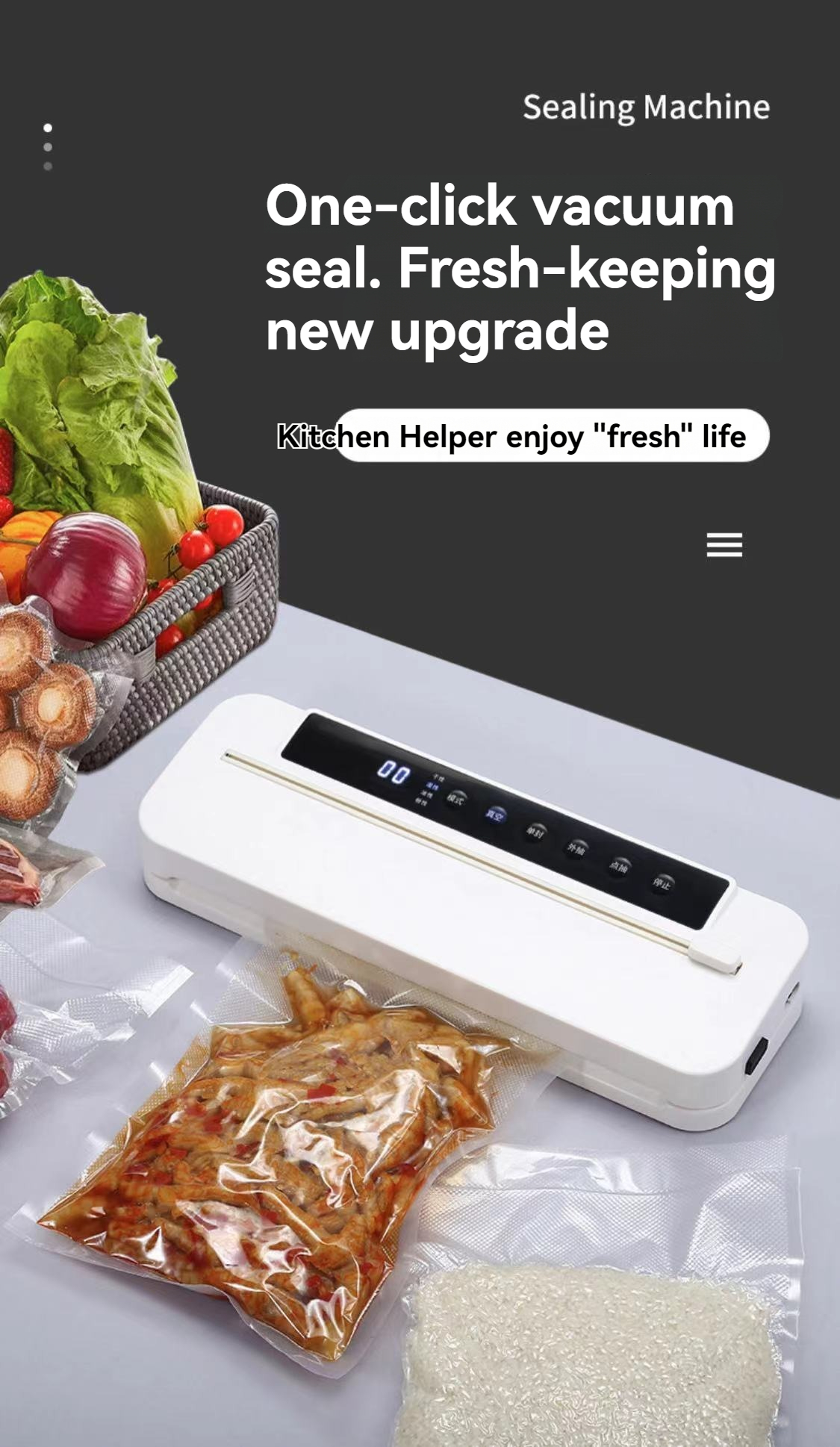 Household portable automatic food vacuum sealing machine, food vacuum packaging machine, dry and ...