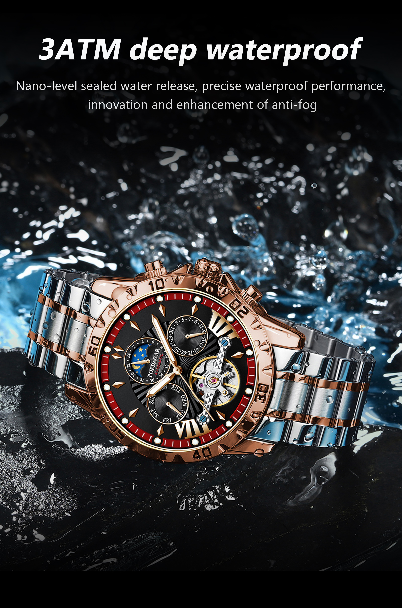 Swiss certification POEDAGAR automatic watch for men water proof ...