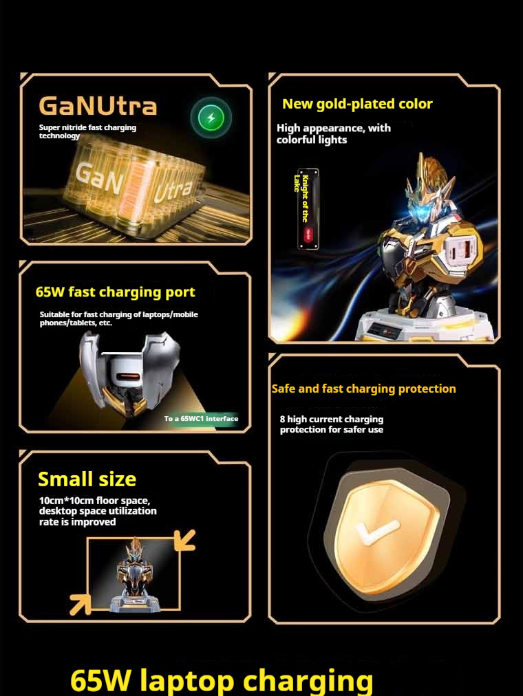 Moshow MCT-E02 Lake Knight Gilded Chest Charging Stand 65W Gallium Nitride Charging Center ...