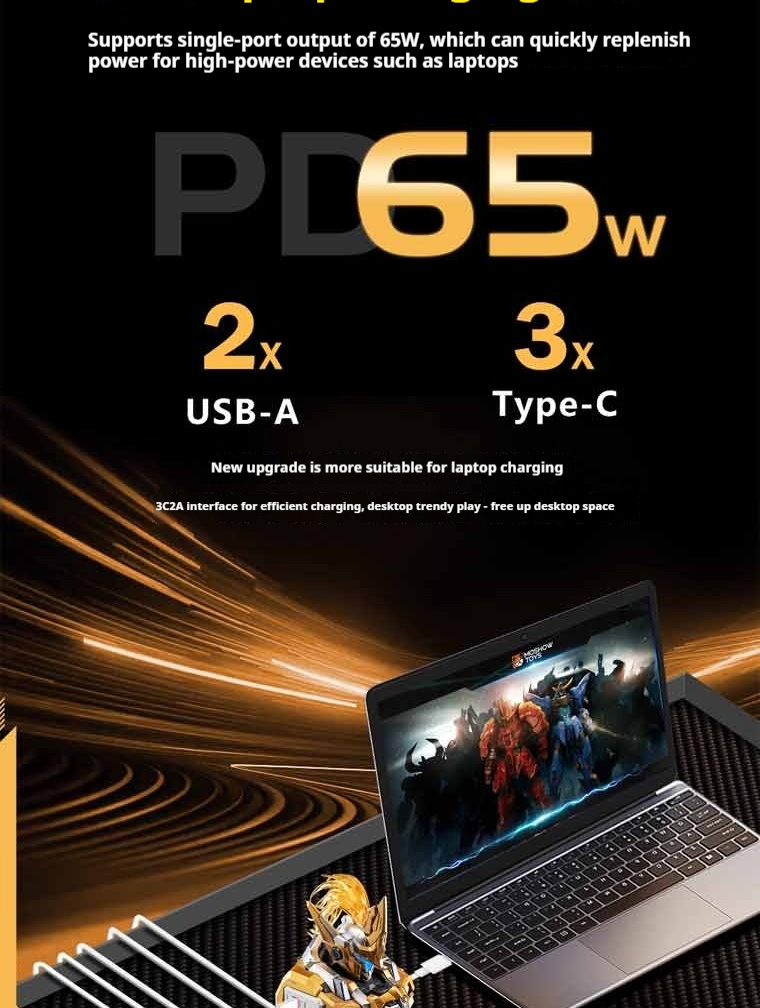 Moshow MCT-E02 Lake Knight Gilded Chest Charging Stand 65W Gallium Nitride Charging Center ...