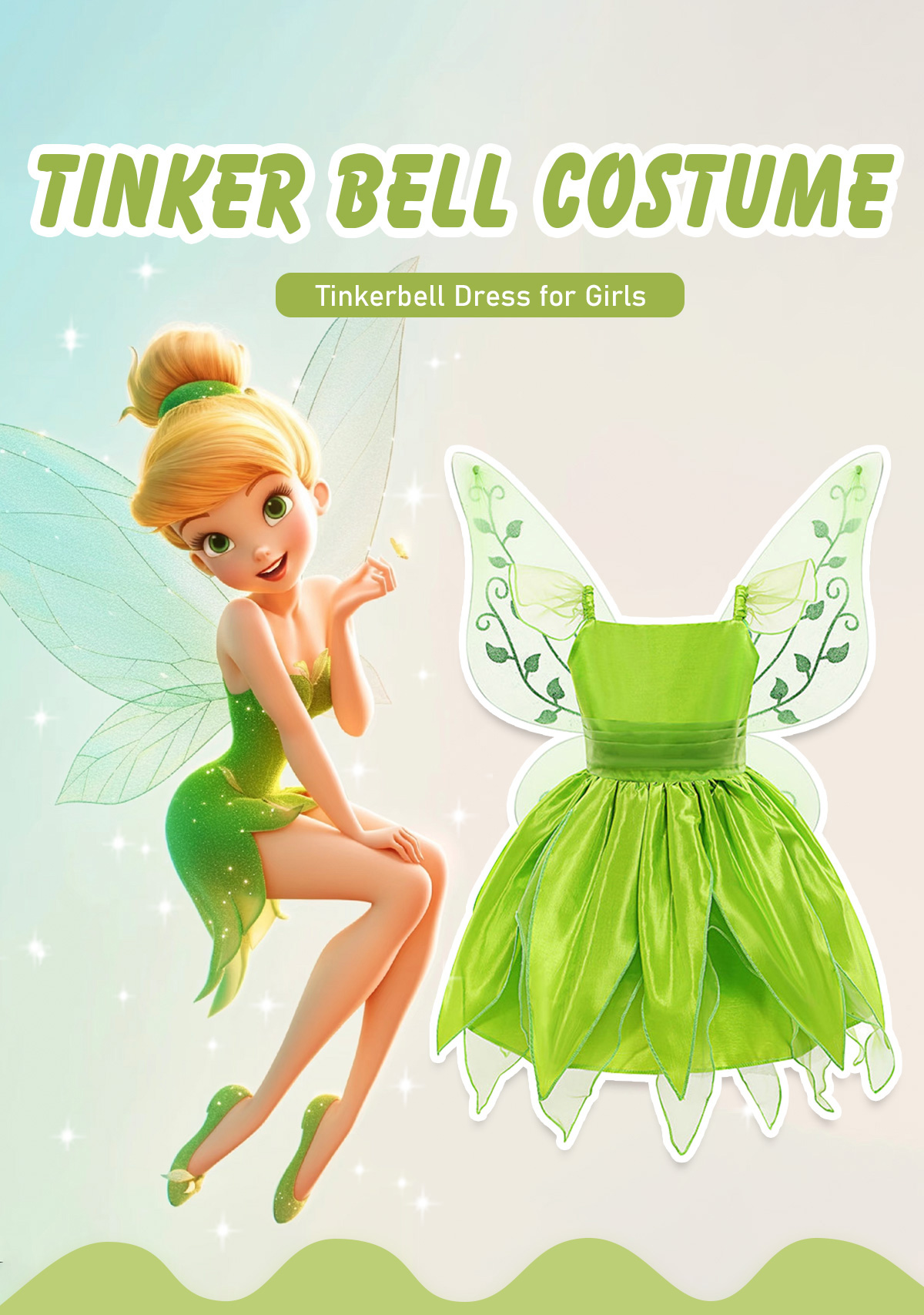 BCBL Christmas Tinkerbell Dress for Girls Christmas Costume for Kids ...