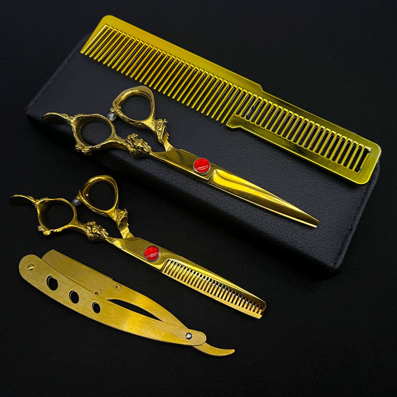 6.5“Professional Hairdressing Scissors Set Flat Scissors Thinning ...