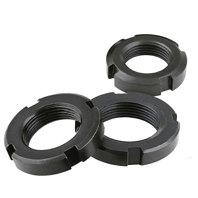 Black Round Nut Slotted Nut Four Slot Nuts M10 M12 M14 M16 M18 M20 M22 ...