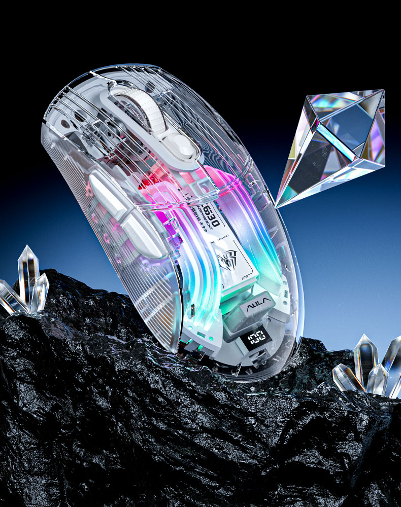 AULA SC630 Transparent Mouse Tri mode Luminous RGB Magnetic Seat ...