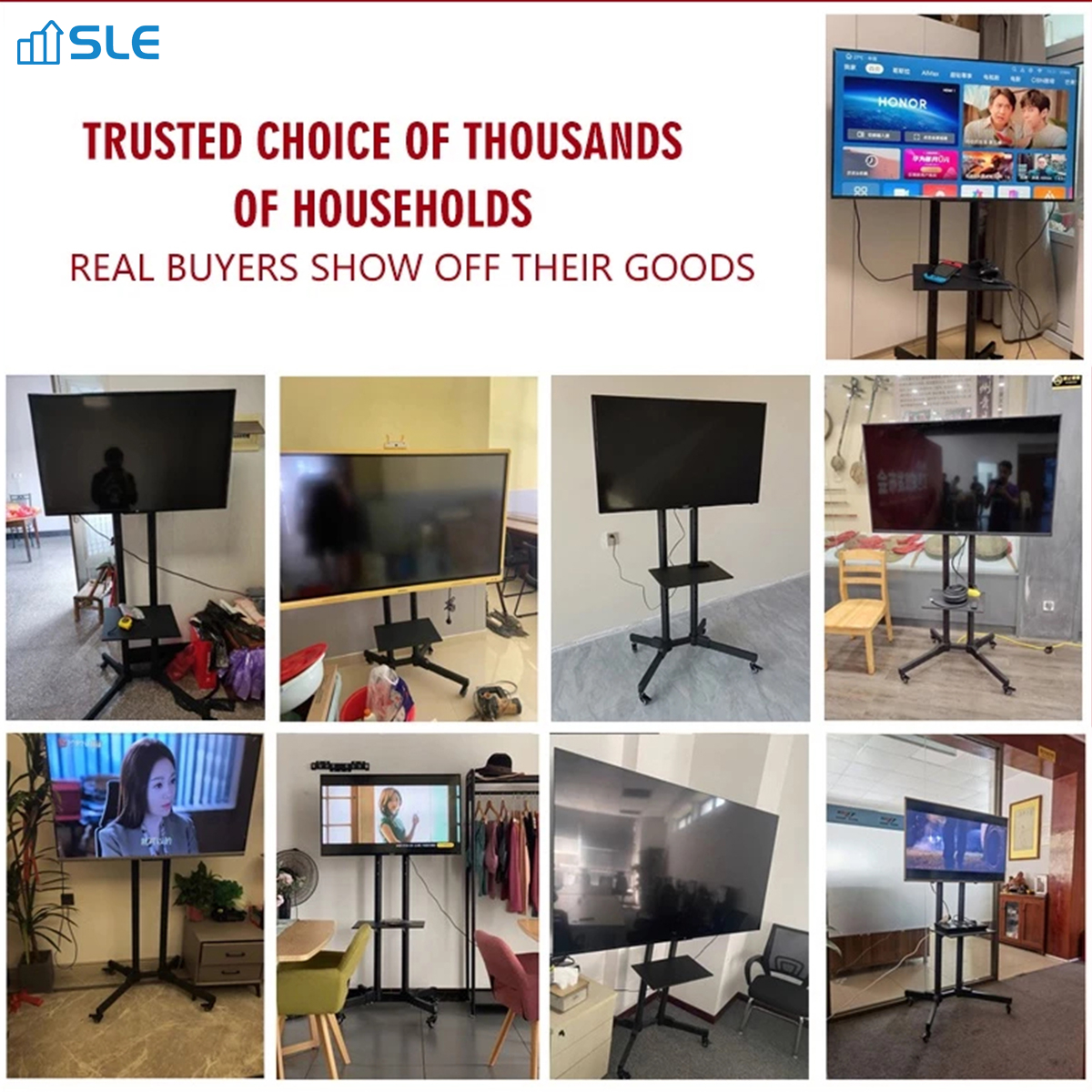 TV Stand Monitor 32-90 Inch Screen Movable Rack Floor Base LCD LED TV ...