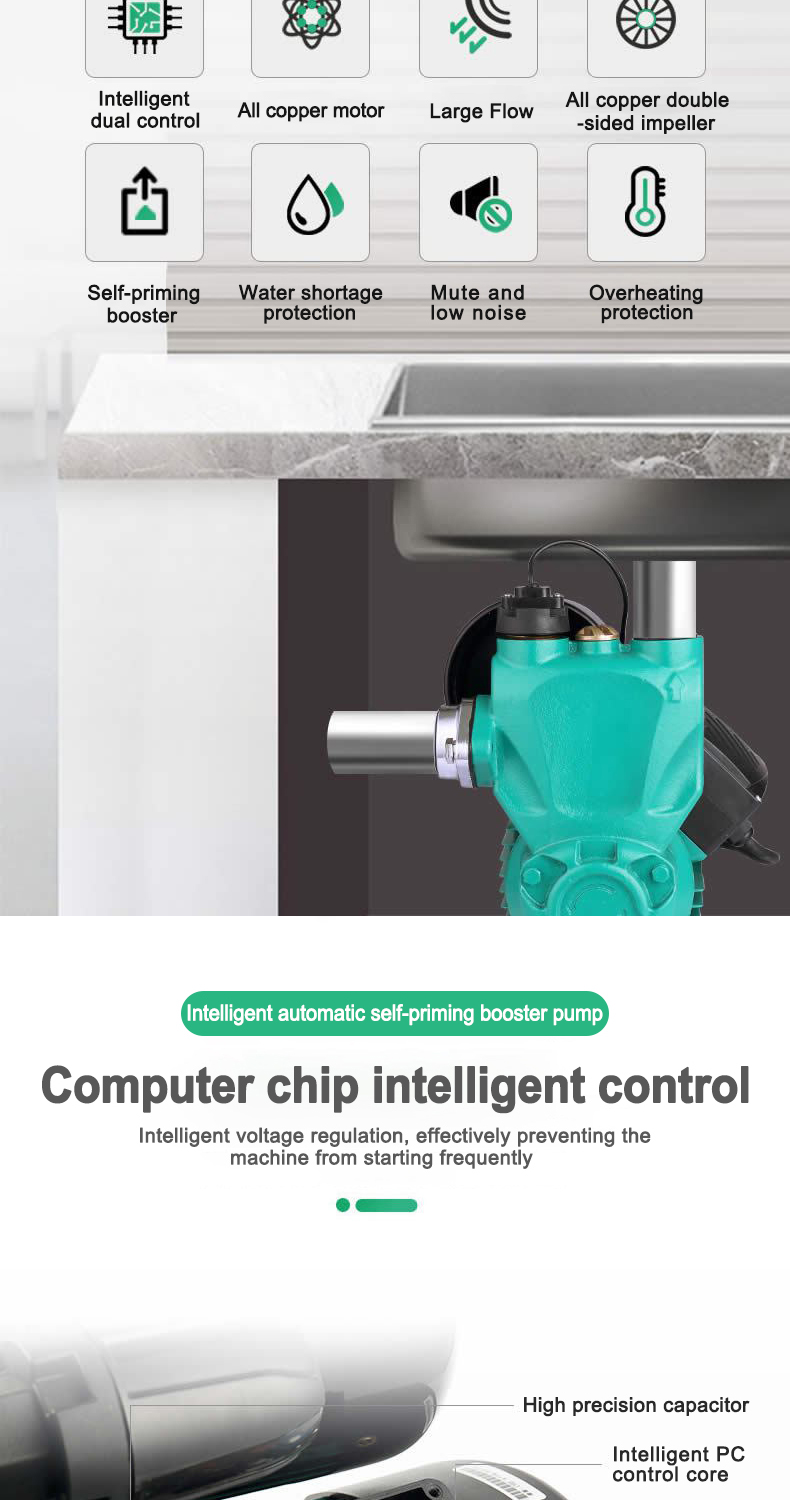 Intelligent Water Pump 220V Automatic Booster Pump Hot and Cold Water ...