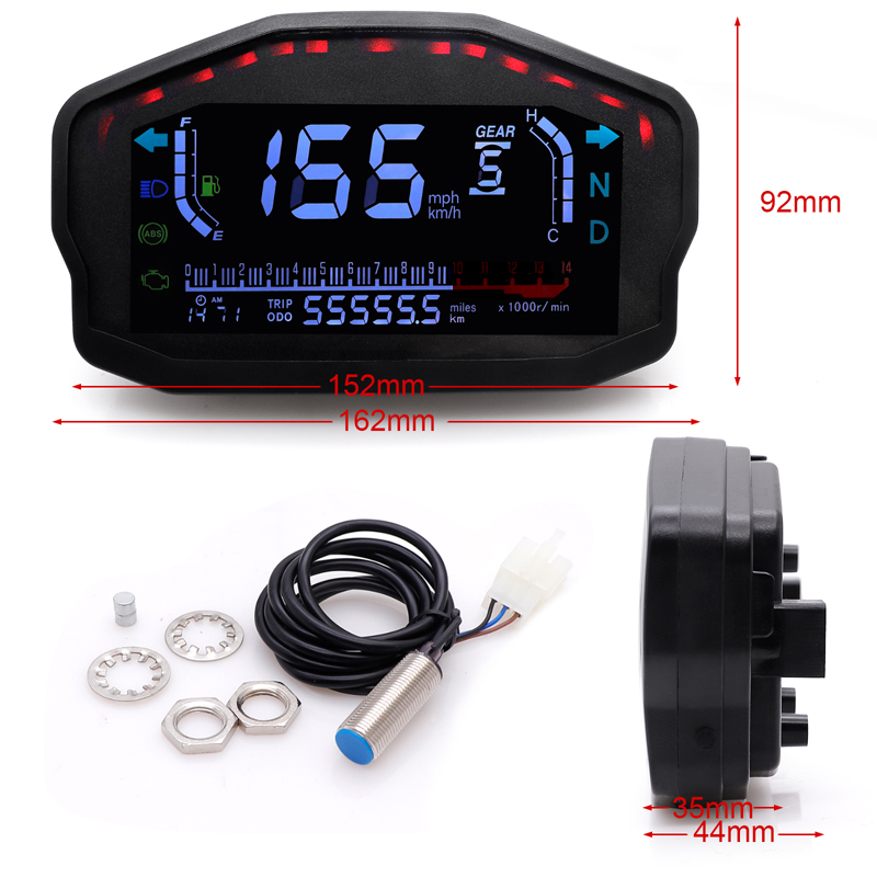 Motorcycle Universal LED LCD Speedometer Digital Odometer Backlight ...