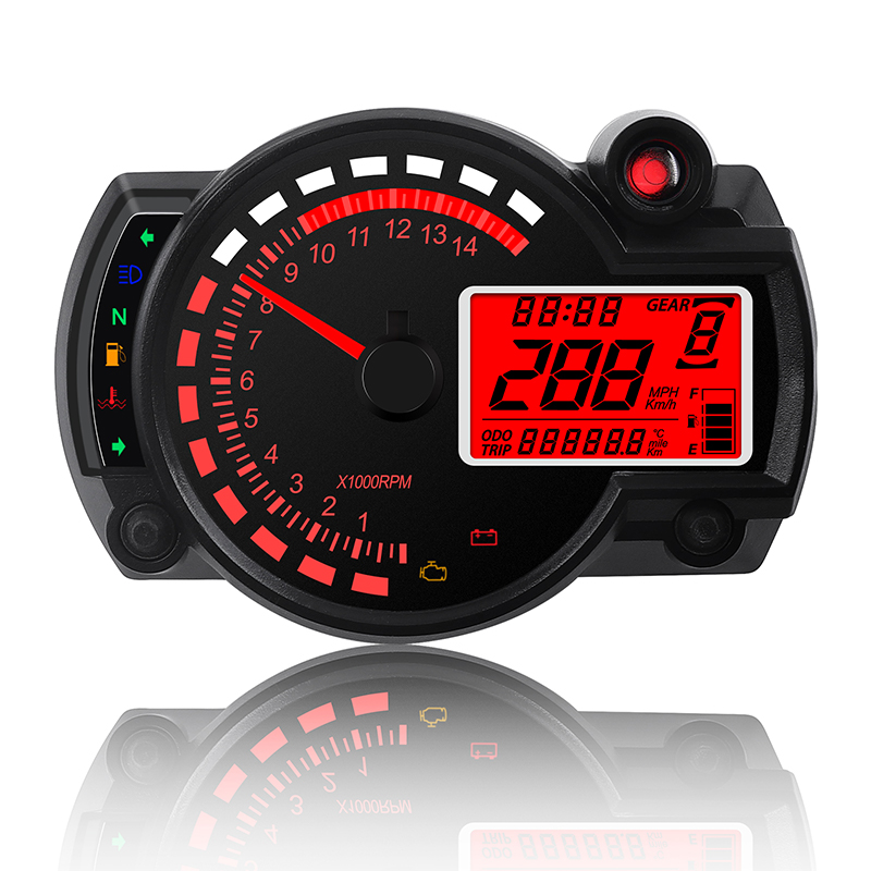 7 Colors LCD Digital Universal Speedometer Motorcycle Odometer Meter 0 ...