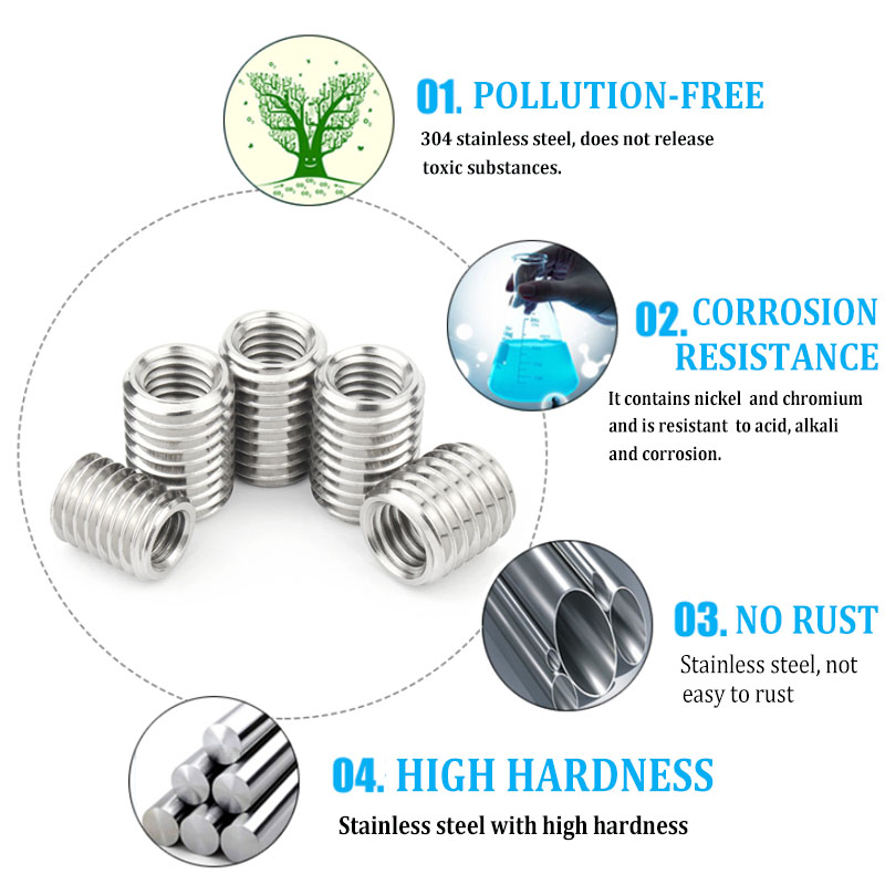 304 Stainless Steel Inside Outside Thread Adapter Screw Nuts Insert ...