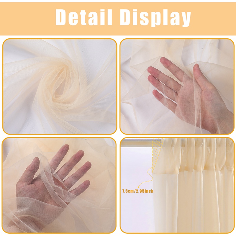 White Champagne Organza Tulle Backdrop with String Light Translucent ...