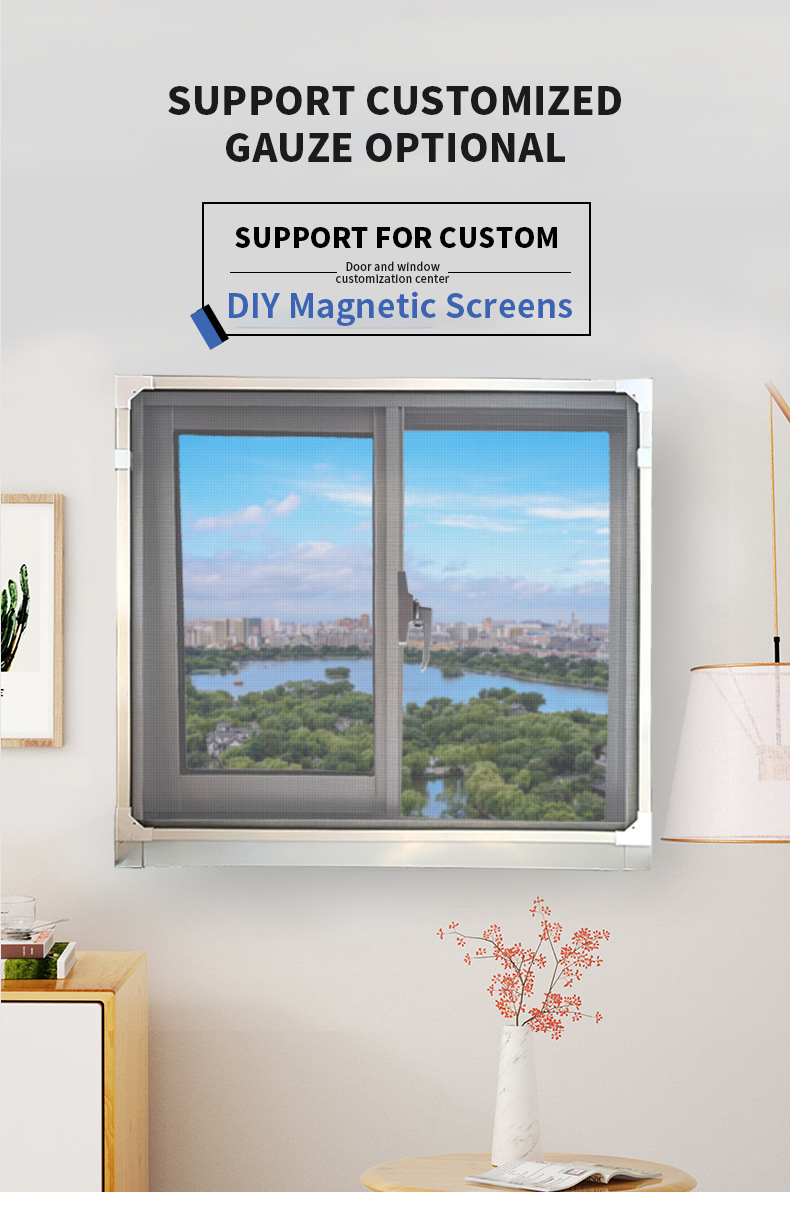 NEZA DIY Magnetic Window Screen Adjustable Window Net with Frame Self ...