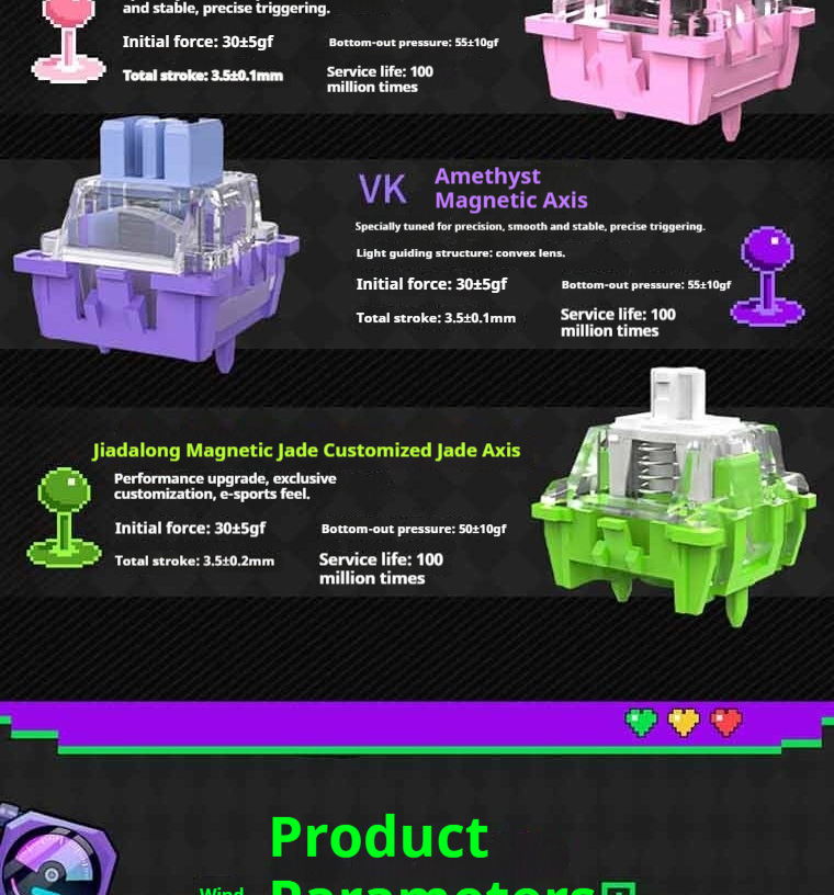 VALKYRIE VK MAG 75 gaming magnetic axis wired gaming keyboard, 8K ...