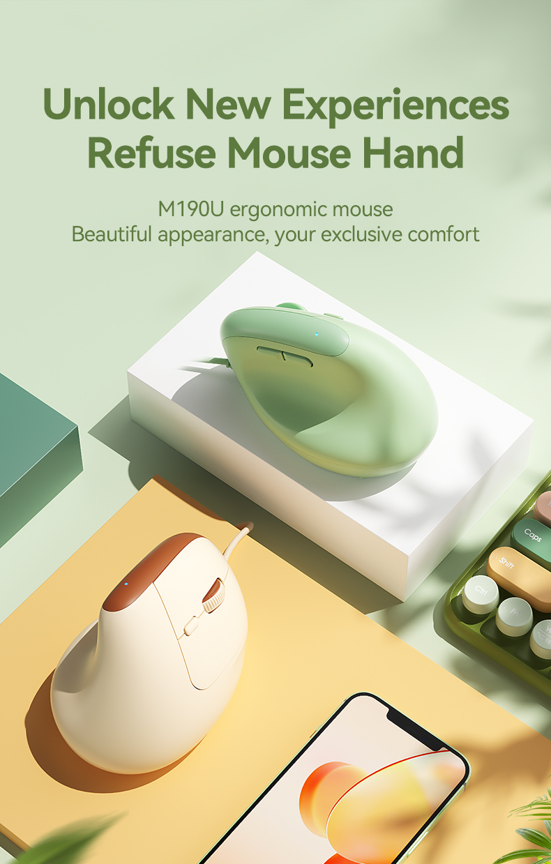 BOW Computer Vertical Mouse M190U Silent Ergonomic Mice 800 1200 2400 ...