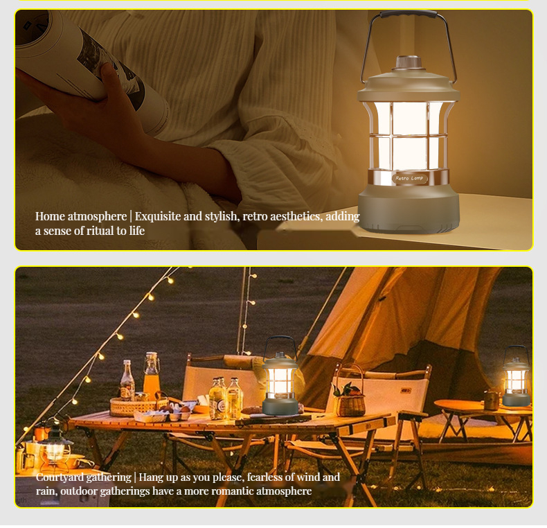 Upgraded outdoor multifunctional portable retro LED camping light TYPE ...