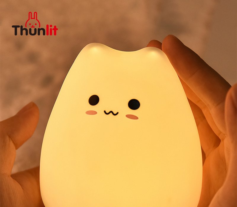 Thunlit Cat Night Light 7-color Cute Soft Silicone Cat Lamp Gift Ideas ...