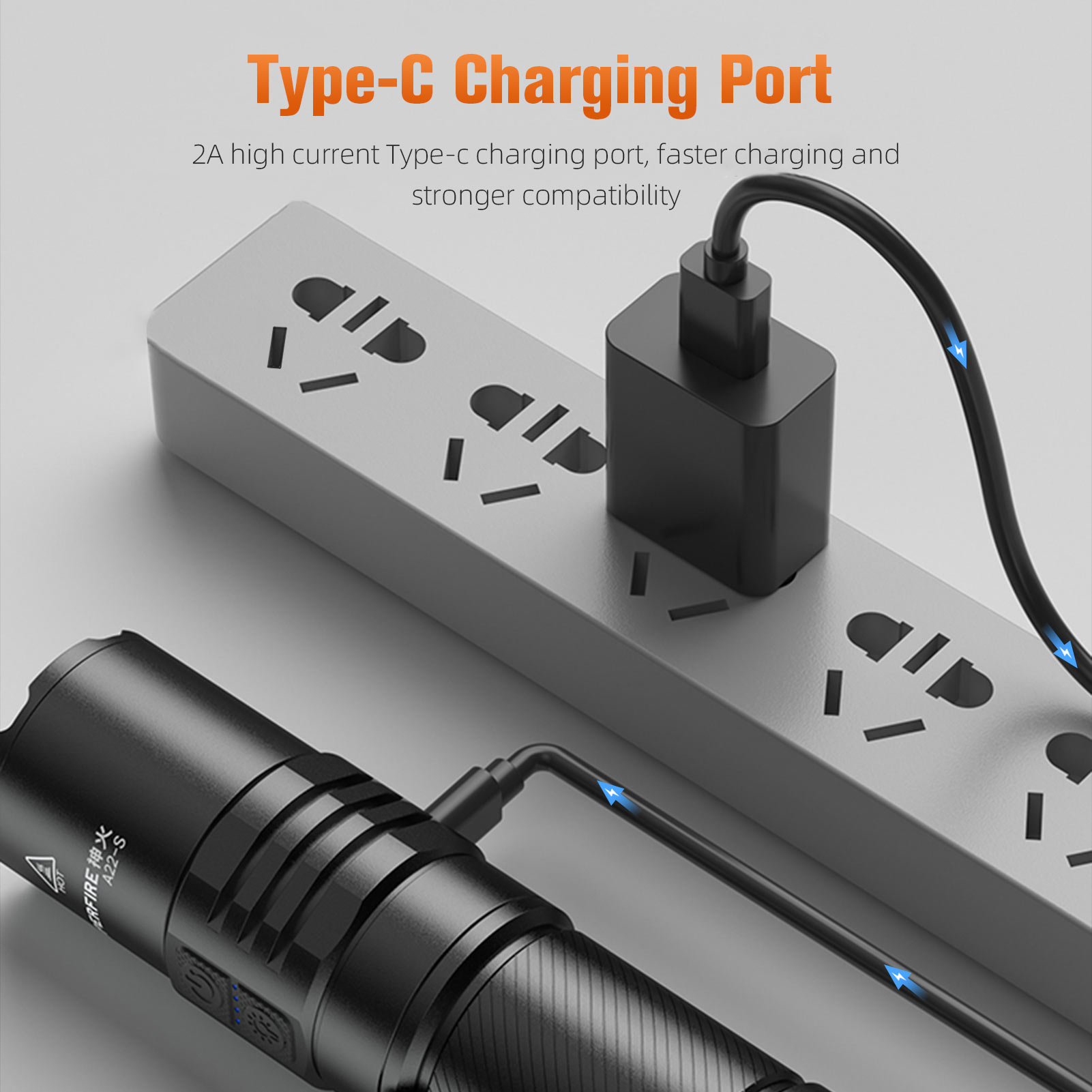 SUPERFIRE A22-S 36W LED Flashlight EDC Portable Zoomable Torch Ultra Powerful Rechargeable ...