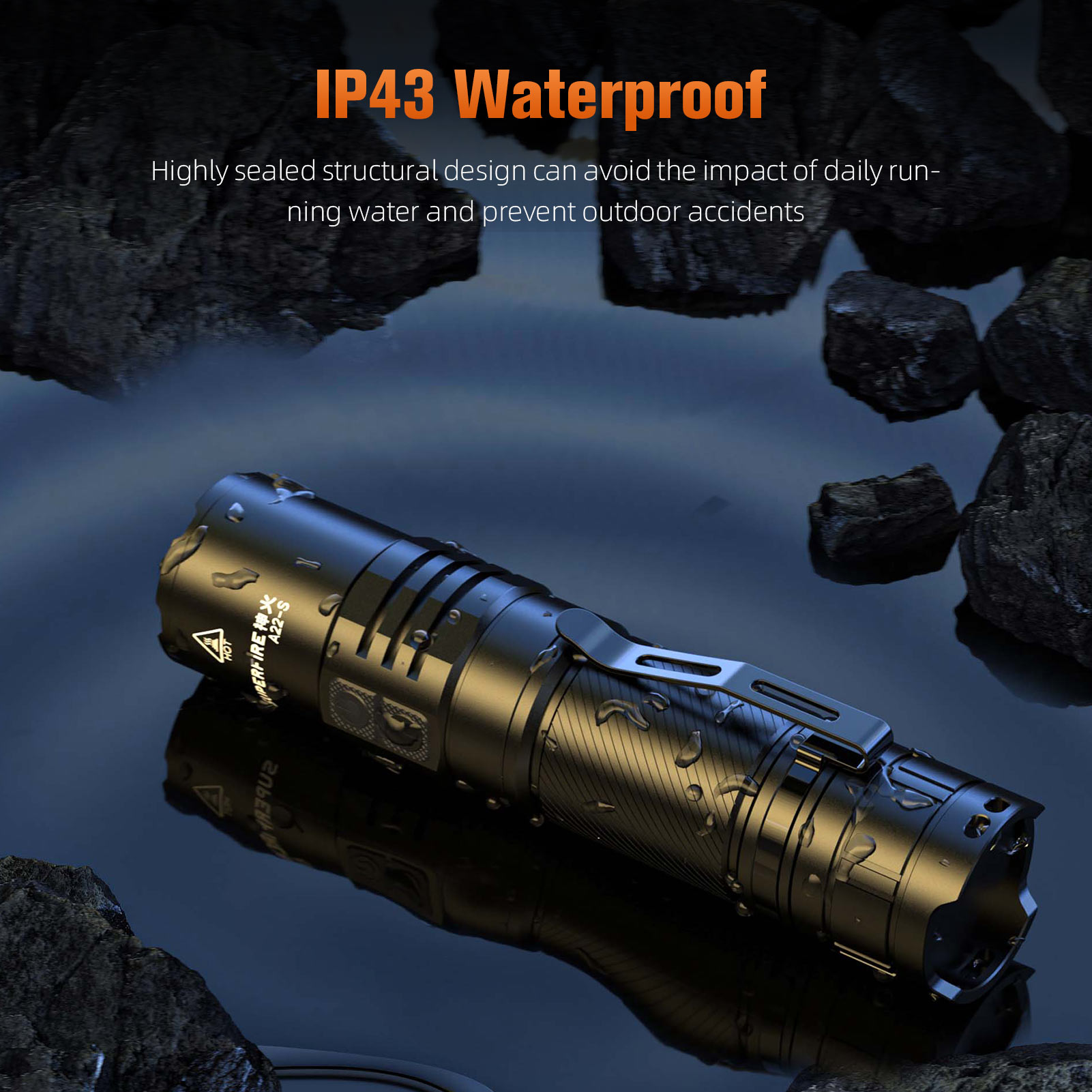 SUPERFIRE A22-S 36W LED Flashlight EDC Portable Zoomable Torch Ultra Powerful Rechargeable ...