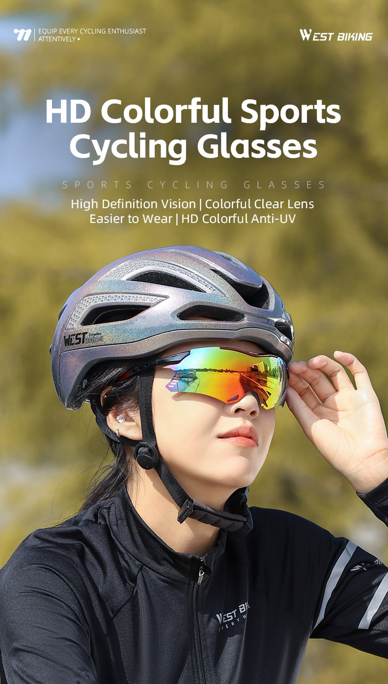 WEST BIKING Photochromic Cycling Glasses Colorful Bike Shades Anti-UV Bicycle Sunglasses High ...
