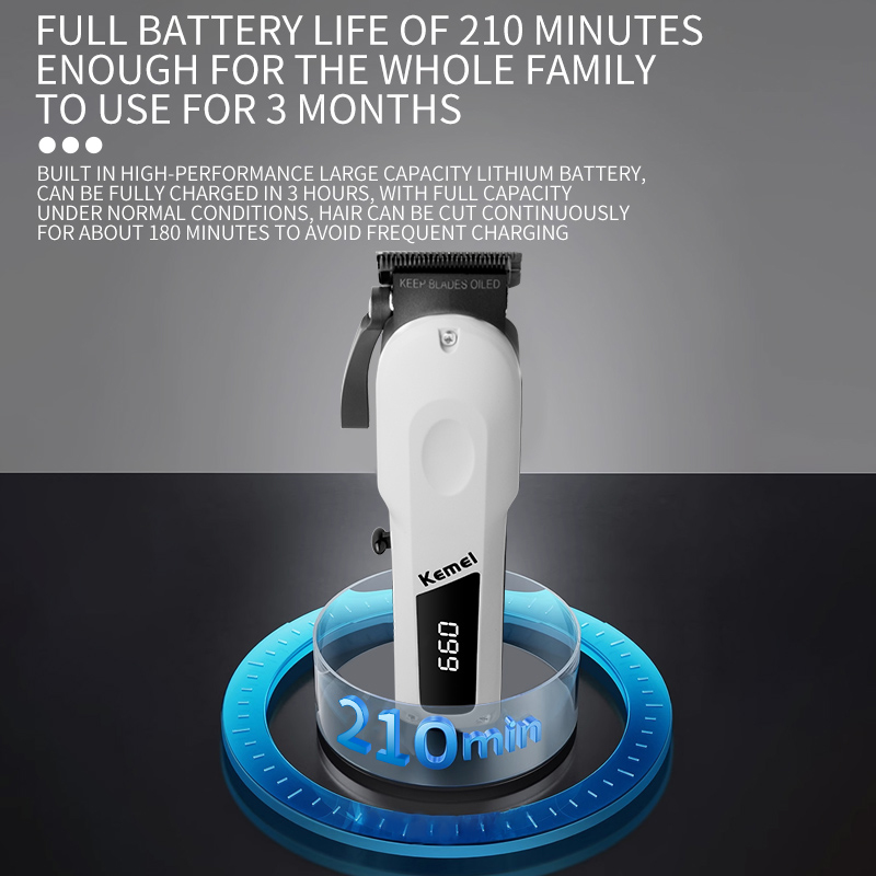 Kemei Electric Hair Clipper USB Rechargeable Cordless Shaver Machine ...