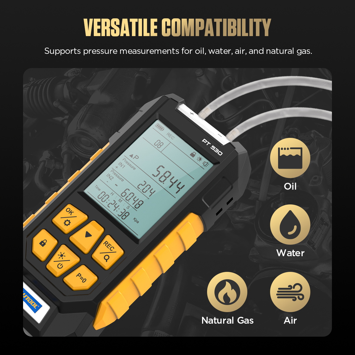 AUTOOL PT530 Digital Differential Manometer -100-300Kpa Air Pressure ...